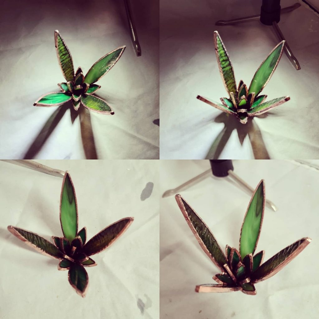Stained Glass Free Standing Agave/Desert Plant - DAB Stained Glass LLC